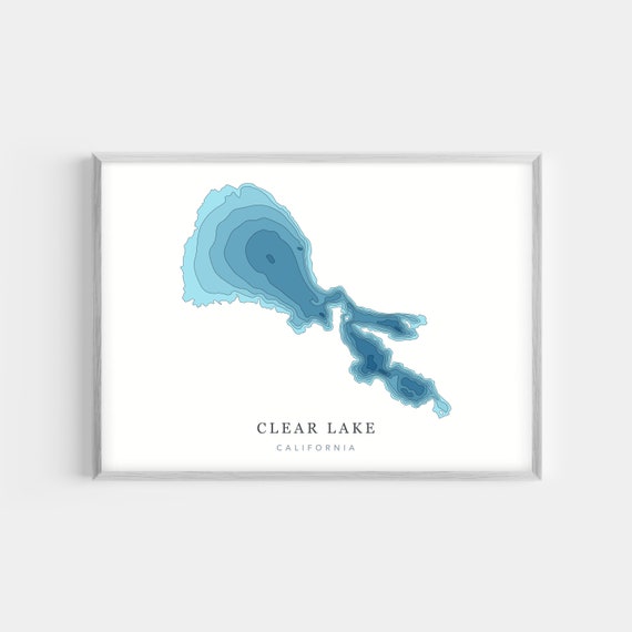 Clear Lake California Physical Depth Map Print - Etsy