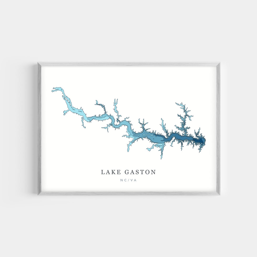Lake Gaston PHOTO or CANVAS Print Minimalist Depth Map Art, UNFRAMED - Etsy