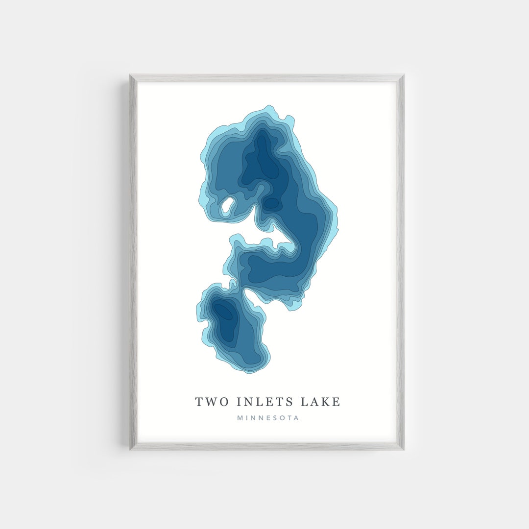 Two Inlets Lake Minnesota PHOTO or CANVAS Print Depth Map - Etsy