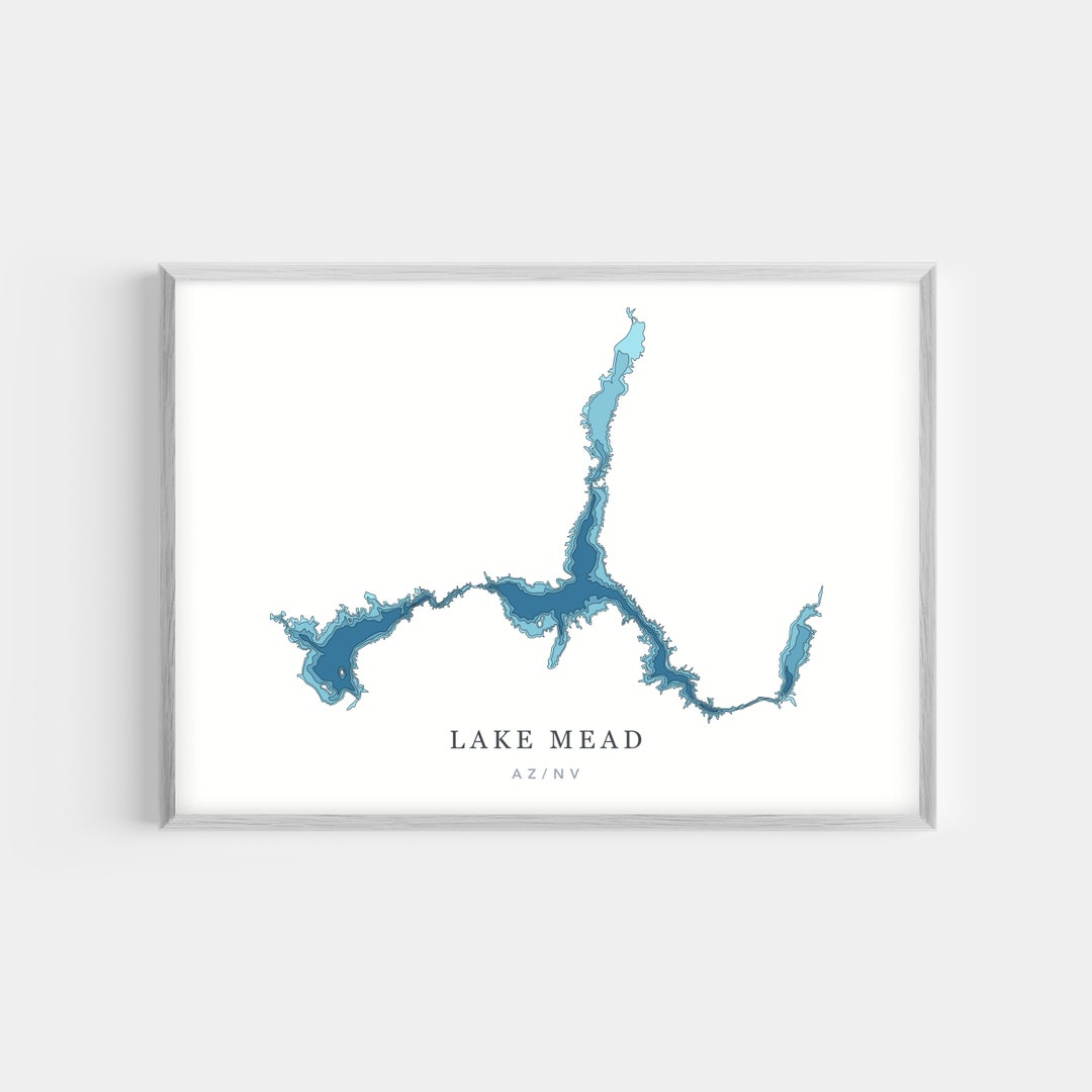 Lake Mead | PHOTO PRINT or CANVAS | Modern Minimalist Depth Map Wall ...