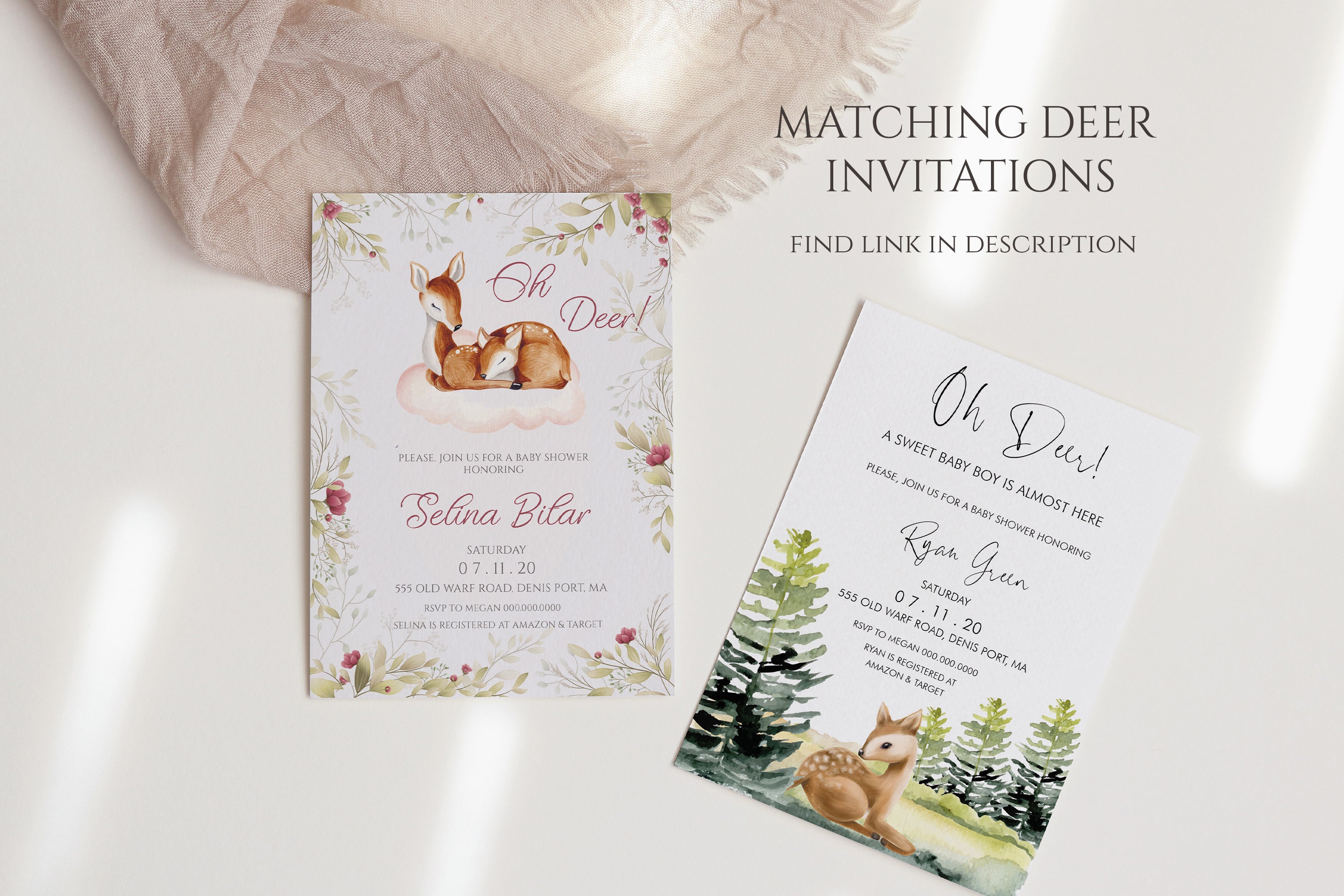 Deer Birthday Invitation Printable Oh Deer Birthday Party - Etsy