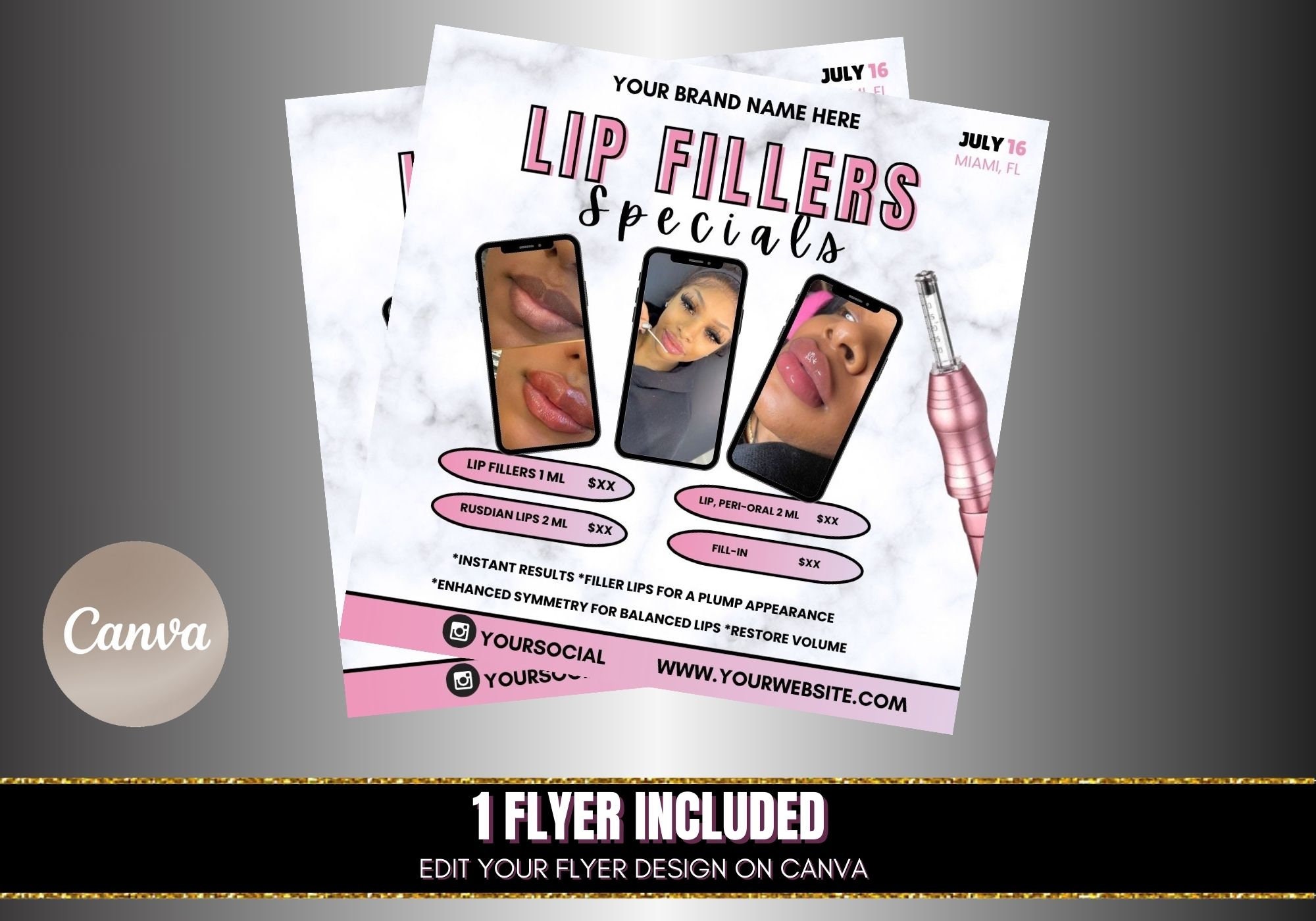 Hyaluron Pen Flyer, Hyaluron Pen, Instant Download, Dermal Filler, Lip ...