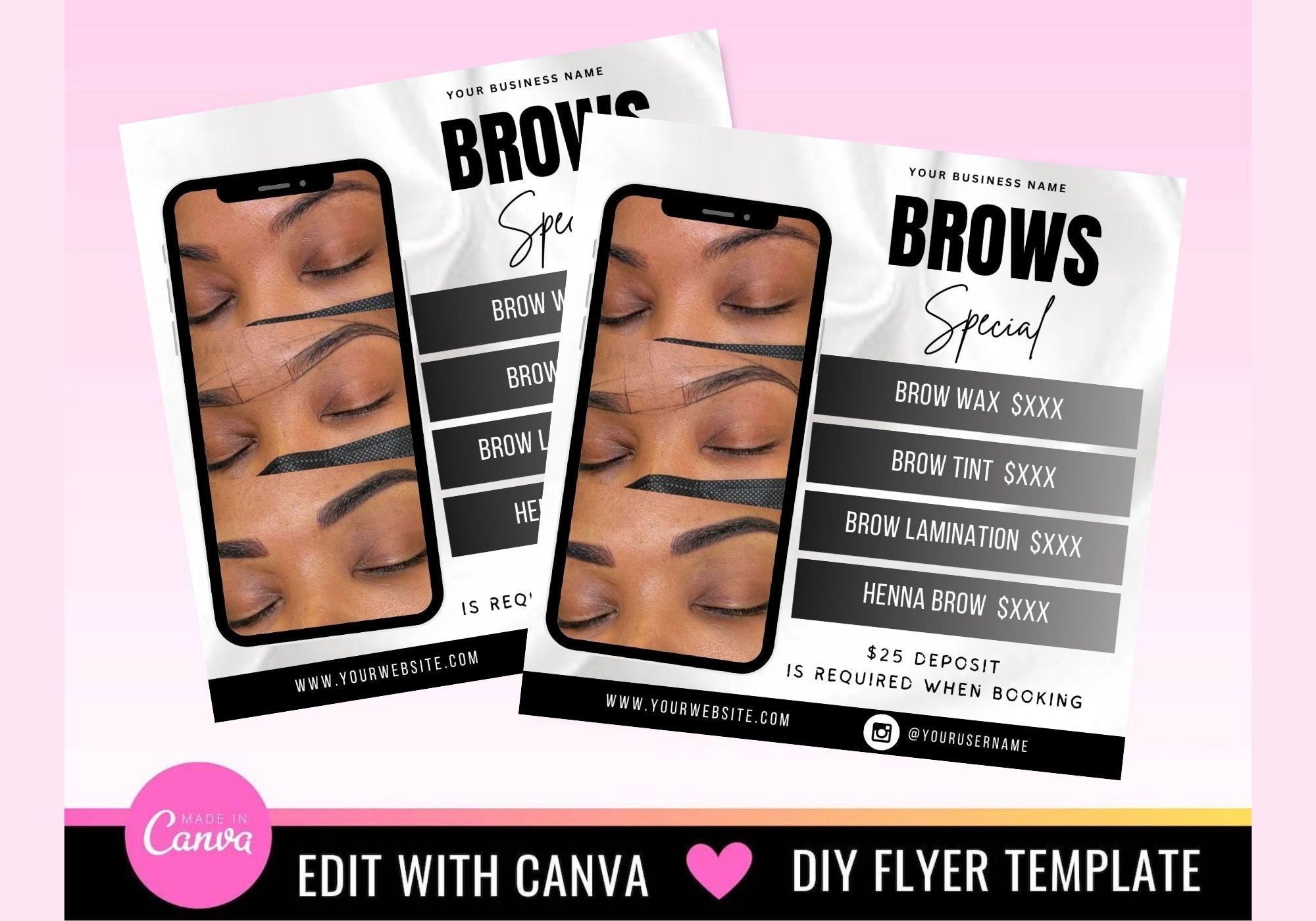 Brow Artist DIY Flyer Template: Lash & Hair Business, Social Media Post ...