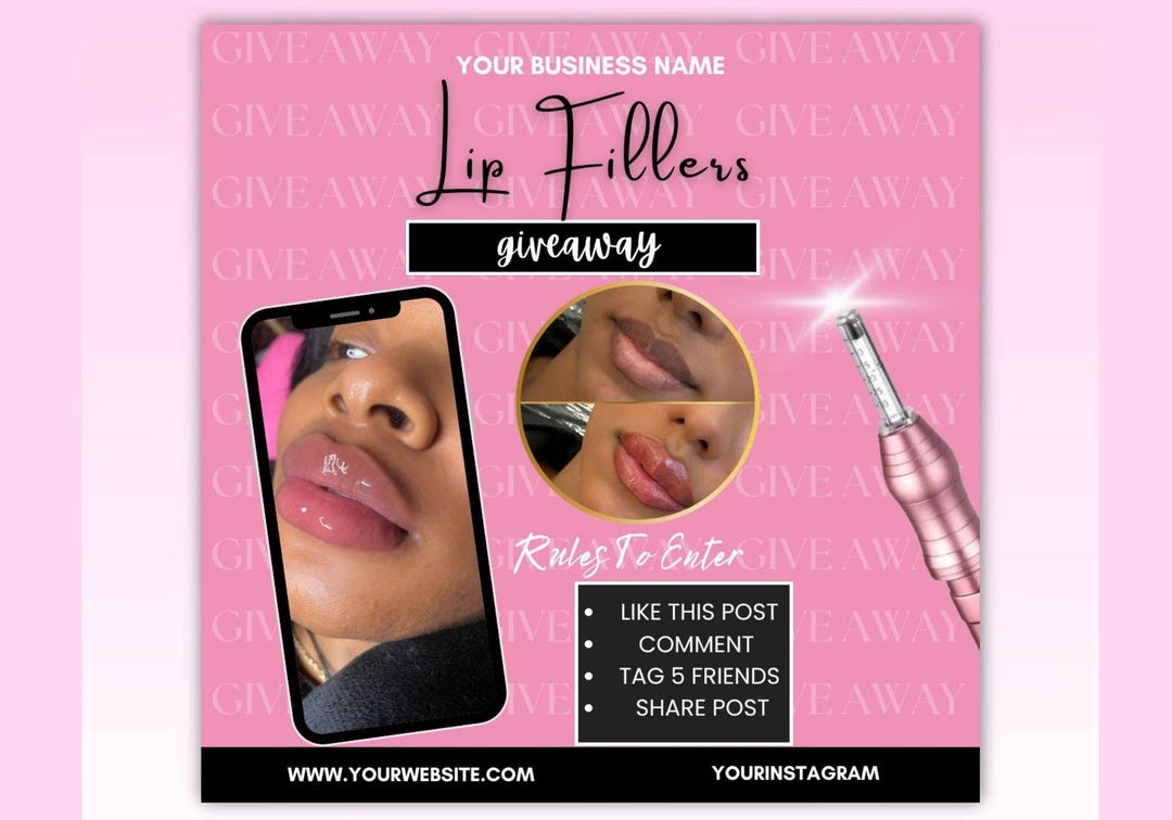 Lip Filler Giveaway Flyer Template, Lip Injections Flyer, Instagram ...