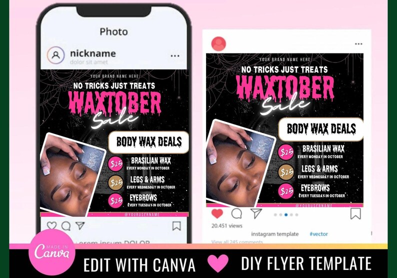 Halloween Waxing Flyer Template: Wax Wednesday Instagram Content (DIY ...