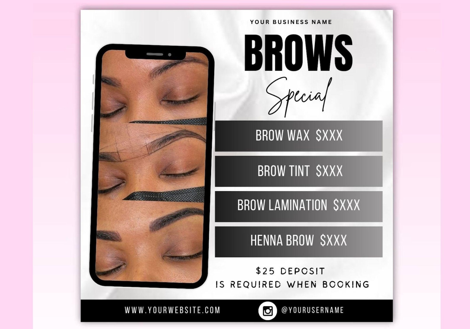 Brow Artist DIY Flyer Template: Lash & Hair Business, Social Media Post ...