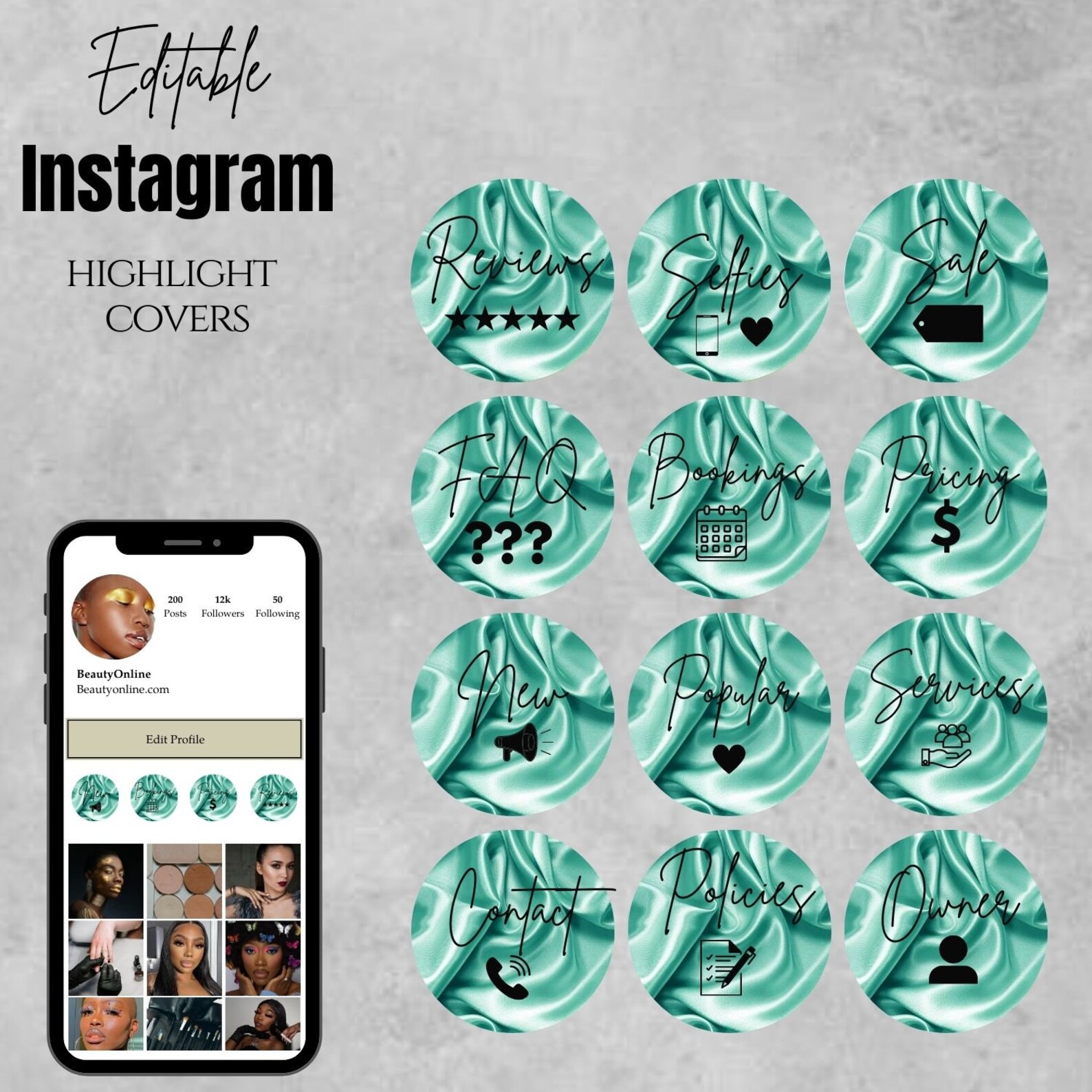 Green Instagram Business Highlight Covers - Social Media Highlights ...