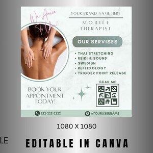 Mobile Massage Therapy Flyer Template: at Home Masseuse (canva) - Etsy