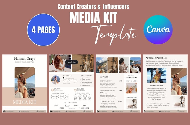 Content Creator Media Kit, Influencer Media Kit Canva Template, Social ...