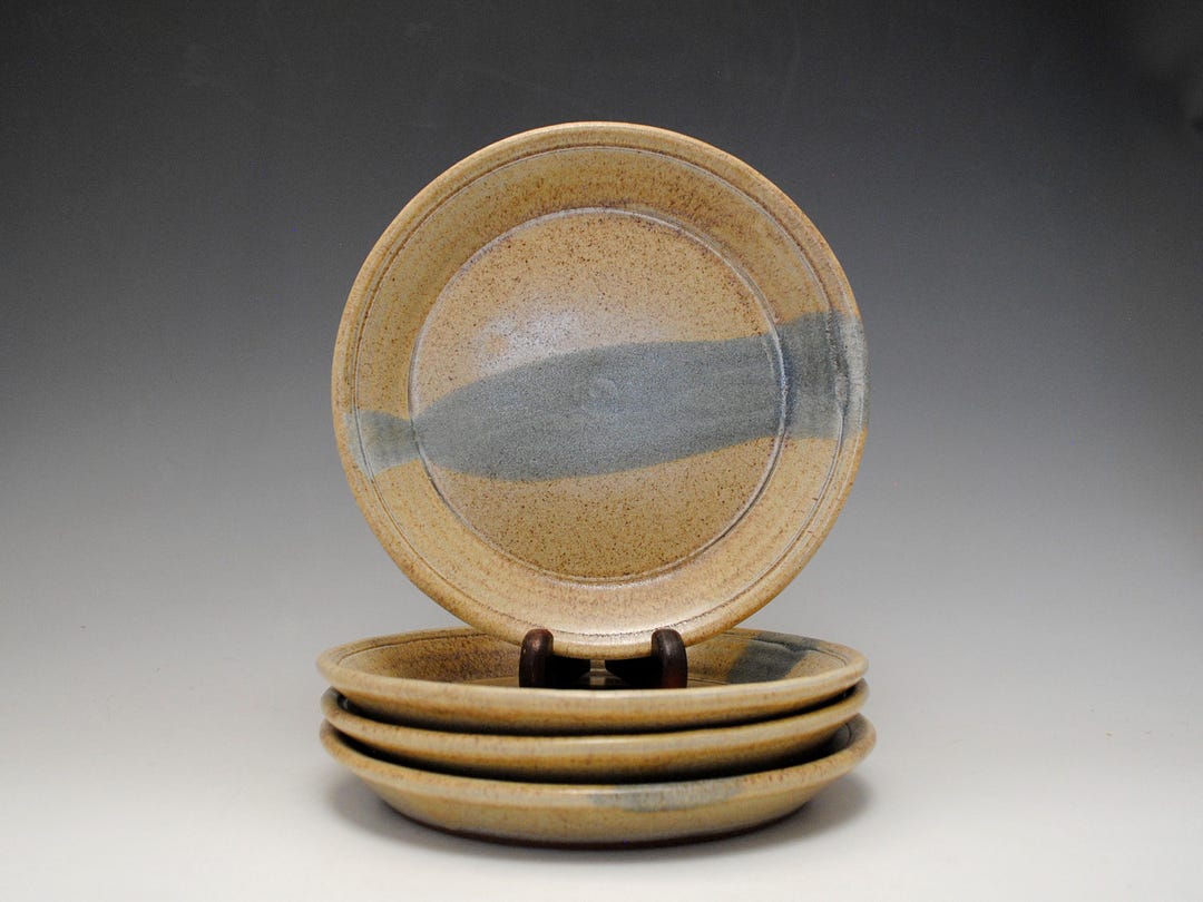 Hand Thrown Rustic Salad Plates, Set of 4, Tan and Grey - Etsy