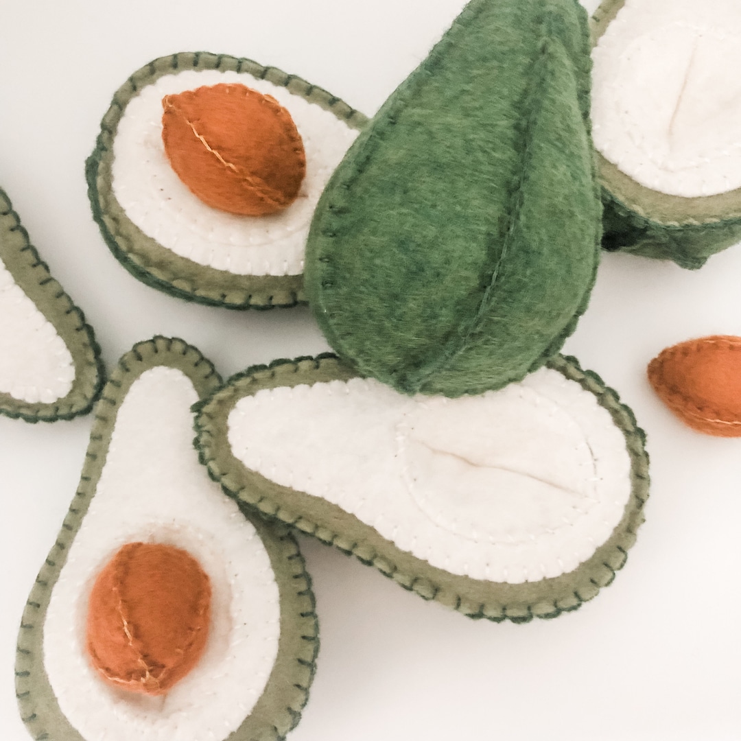 3 Piece Felt Avocado Play Food Set - Etsy