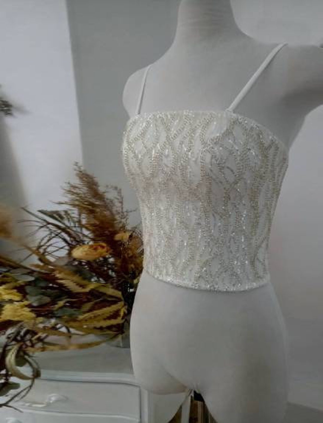 Crystal Corset Ivory Color, With Silver Crystal Bead, Smooth Neckline ...