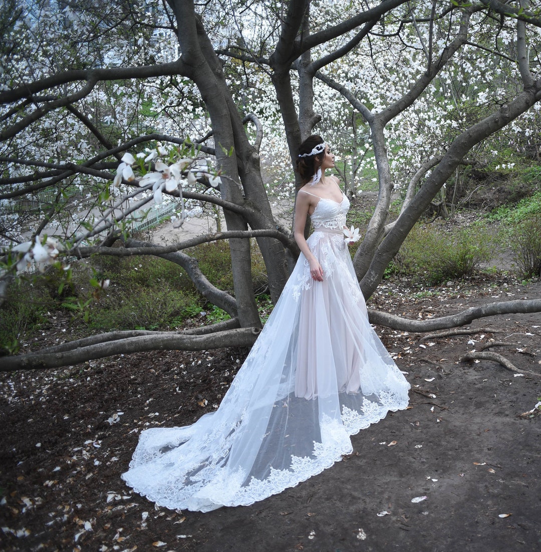 Set Transformer Beach Wedding Dress, Bridesmaid Dress With a Short Top ...