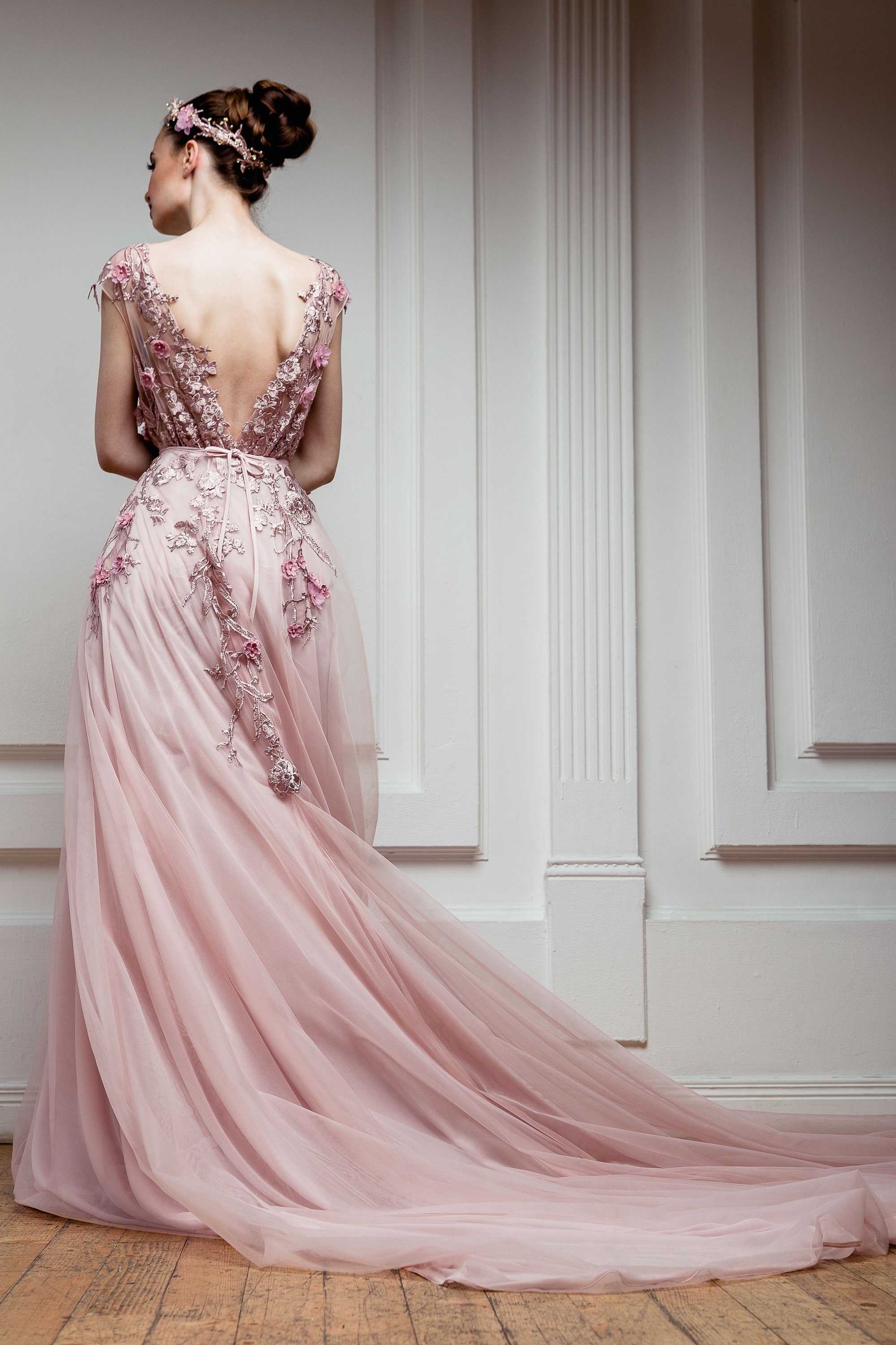 Pink transformer dress with a train of more than 1m 2 units | Etsy