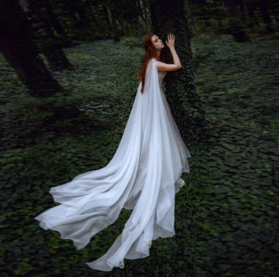 Wedding Cape, Elf Magic Cape, Wedding Cape With a Hood, Chiffon ...