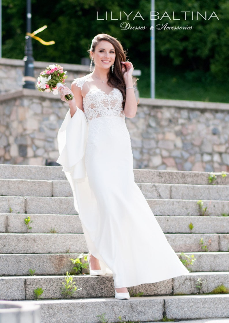 Mermaid Wedding Dress Ivory Lace Brides Dress Dress With | Etsy