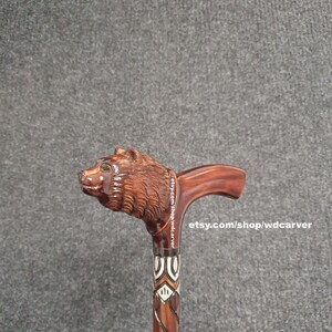 Bear Walking Stick, Handmade Wood Carved Bear Head Walking Cane - Etsy