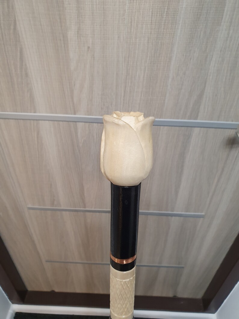 White Rose Walking Stick Handmade Wood Carved White Rose - Etsy