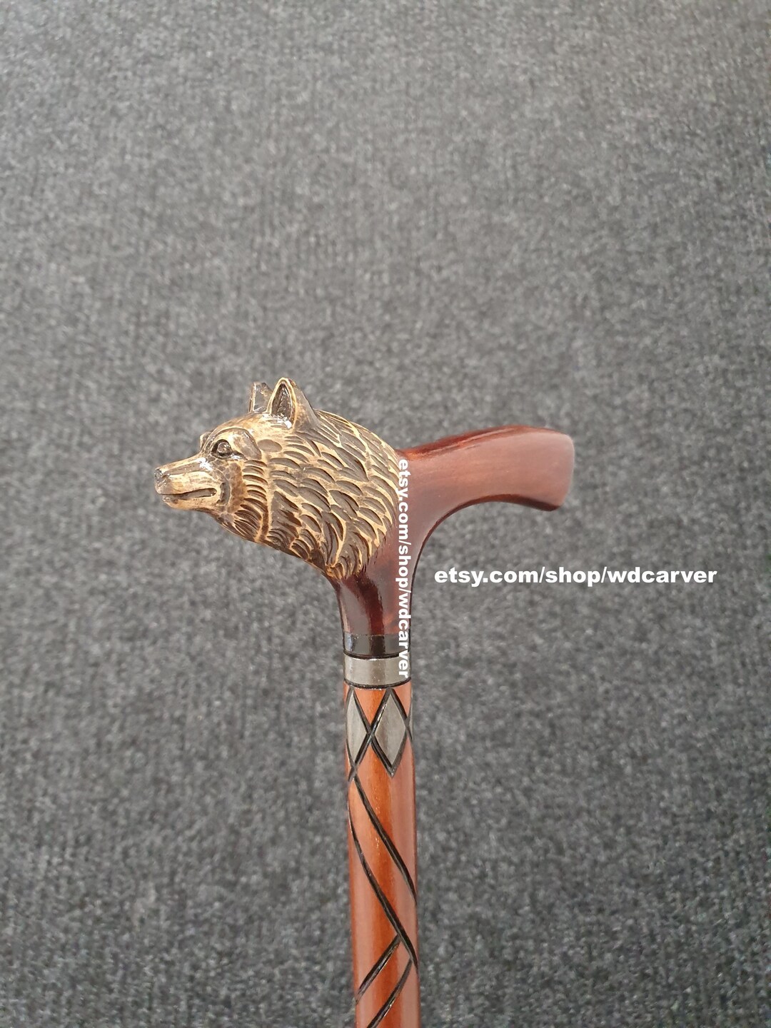 Wolf Walking Stick, Handmade Wood Carved Wolf Head Walking Cane - Etsy