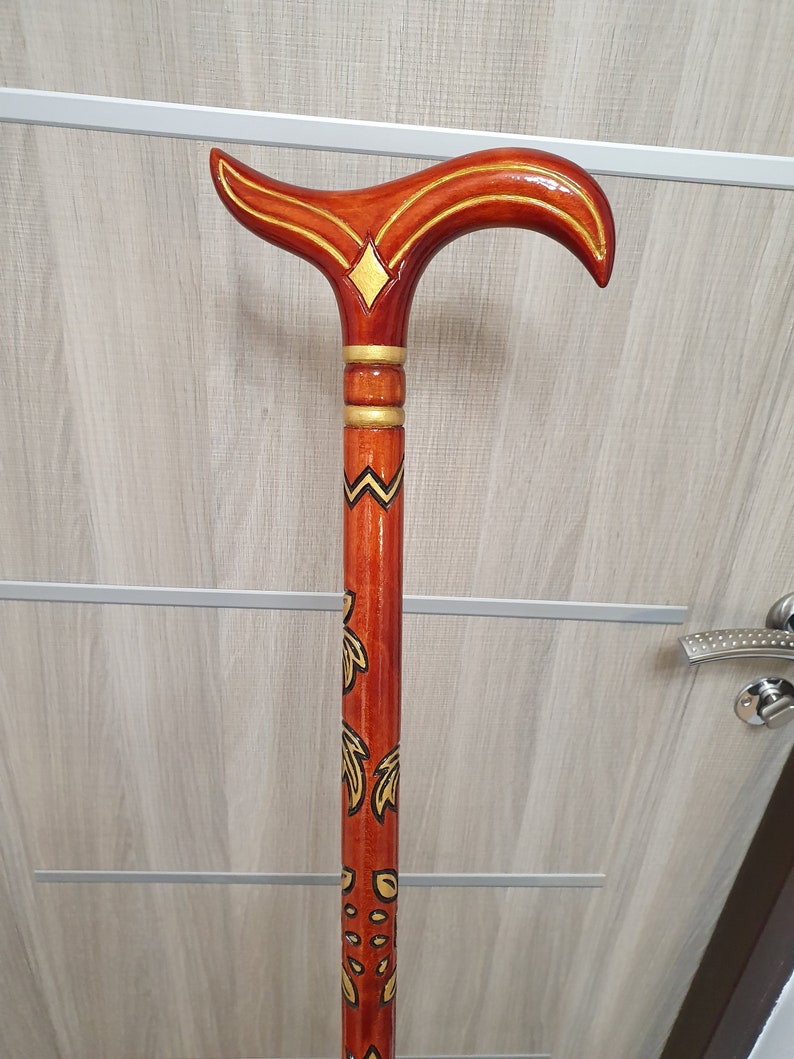 Red Walking Stick, Classic Walking Cane for Men and Women, Handmade ...