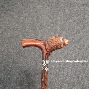 Bear Walking Stick, Handmade Wood Carved Bear Head Walking Cane - Etsy