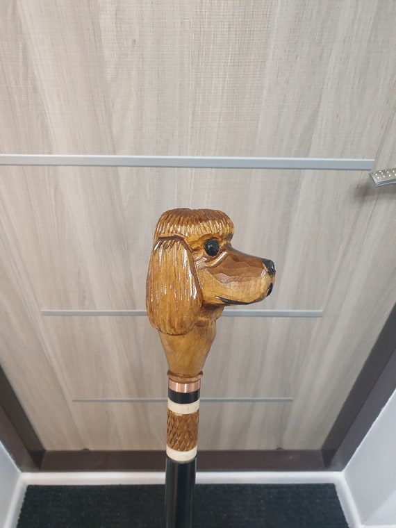 Poodle Walking Stick Handmade Wood Carved Poodle Walking - Etsy