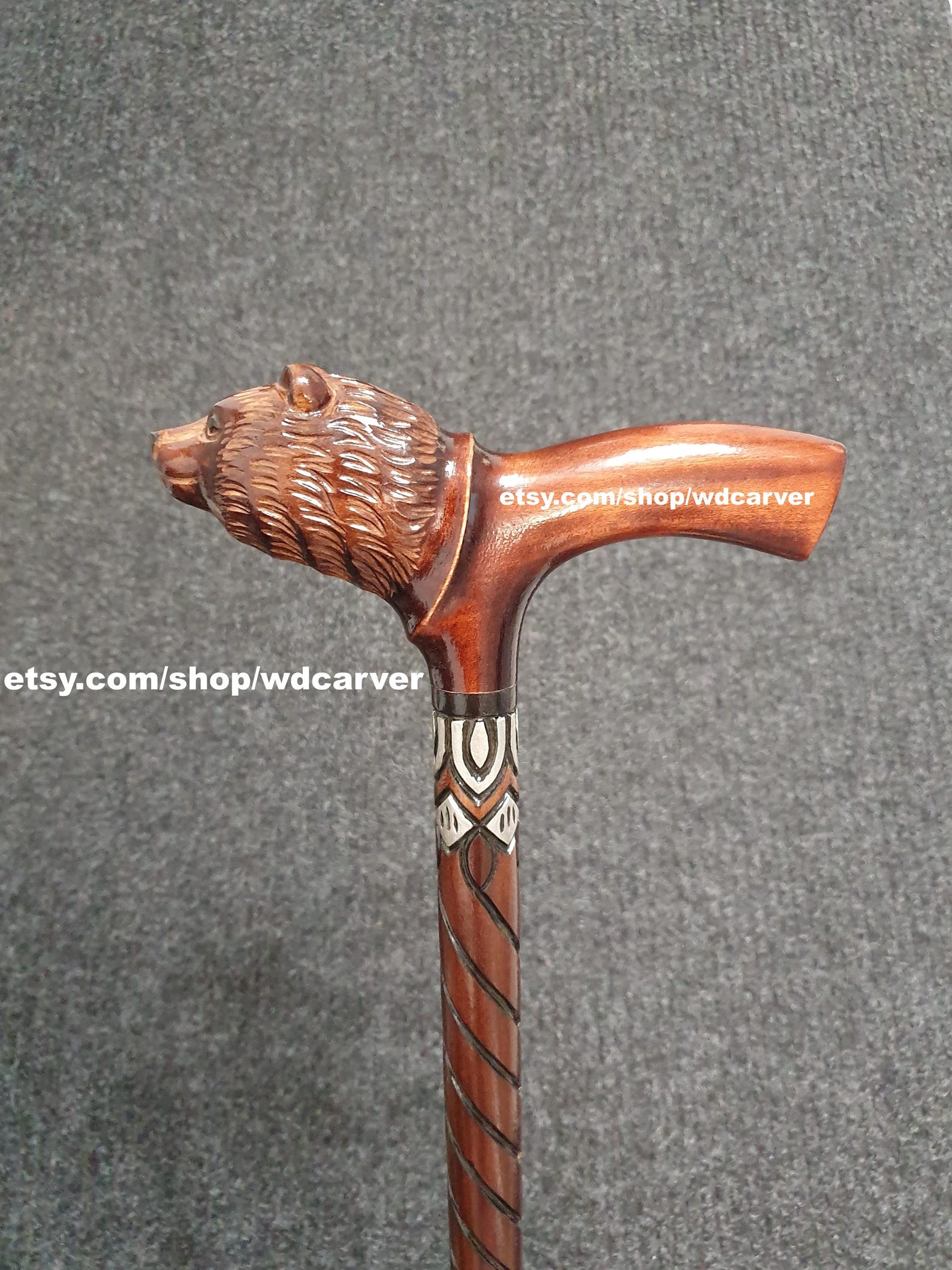 Bear Walking Stick, Handmade Wood Carved Bear Head Walking Cane - Etsy