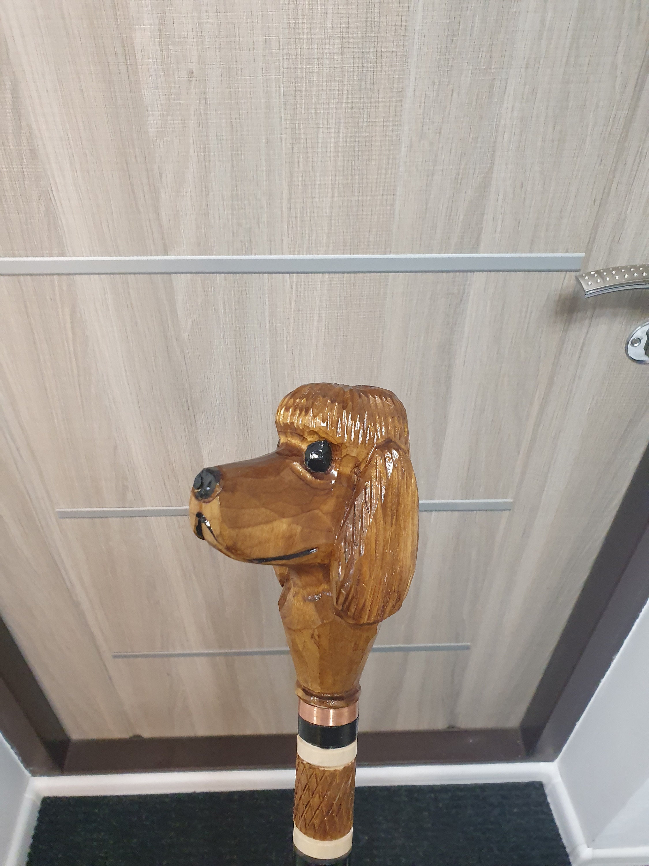 Poodle Walking Stick Handmade Wood Carved Poodle Walking - Etsy