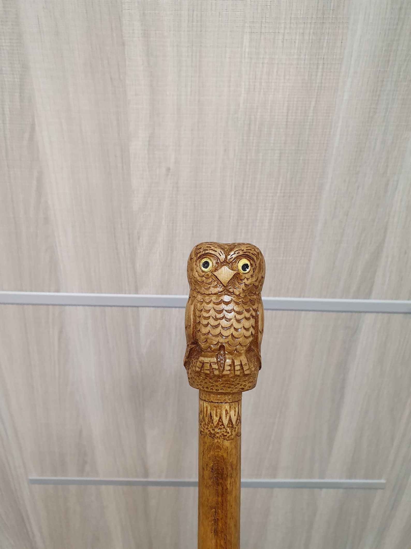 Owl walking stick Handmade wood carved owl walking cane owl | Etsy