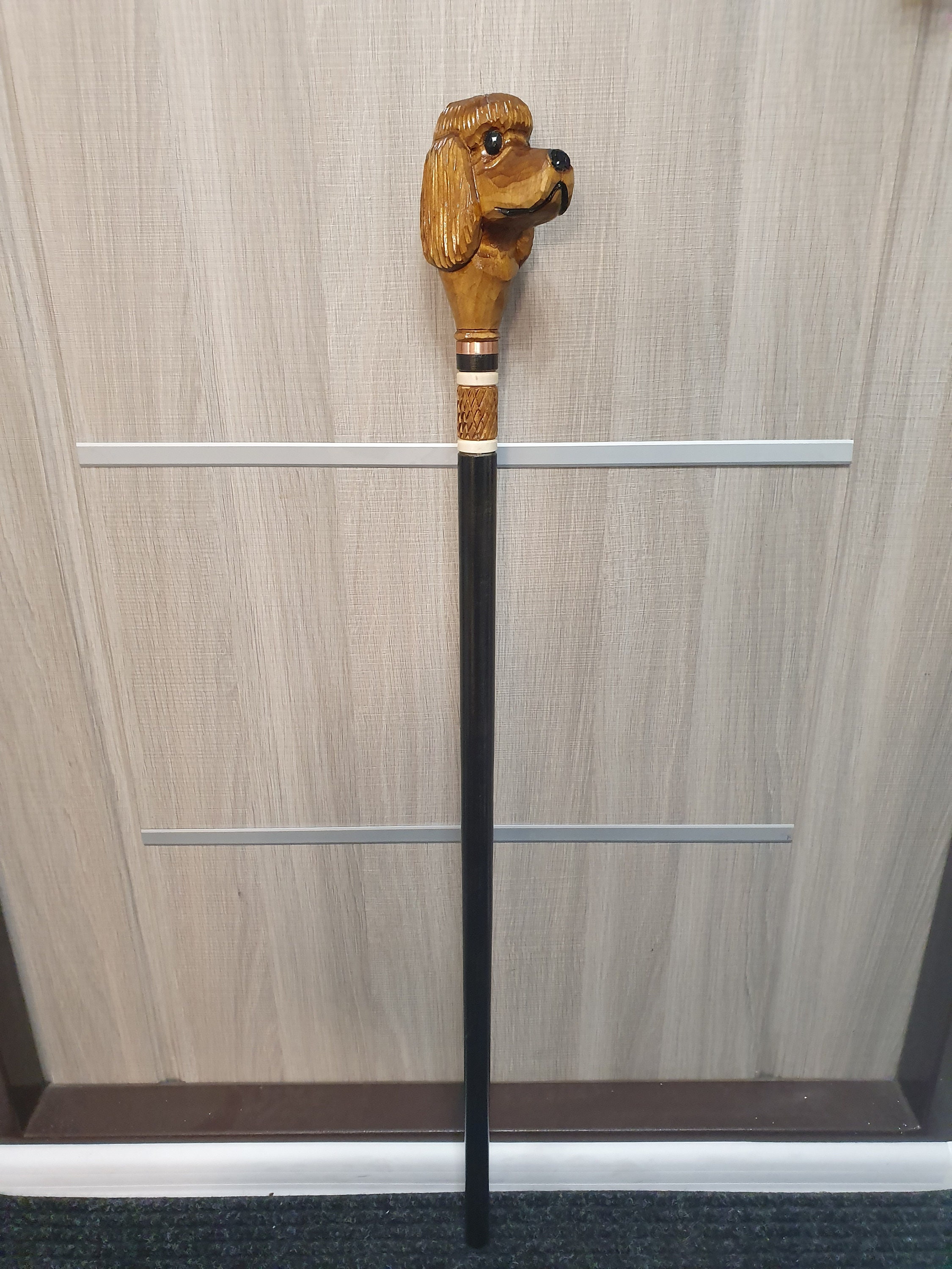 Poodle Walking Stick Handmade Wood Carved Poodle Walking - Etsy