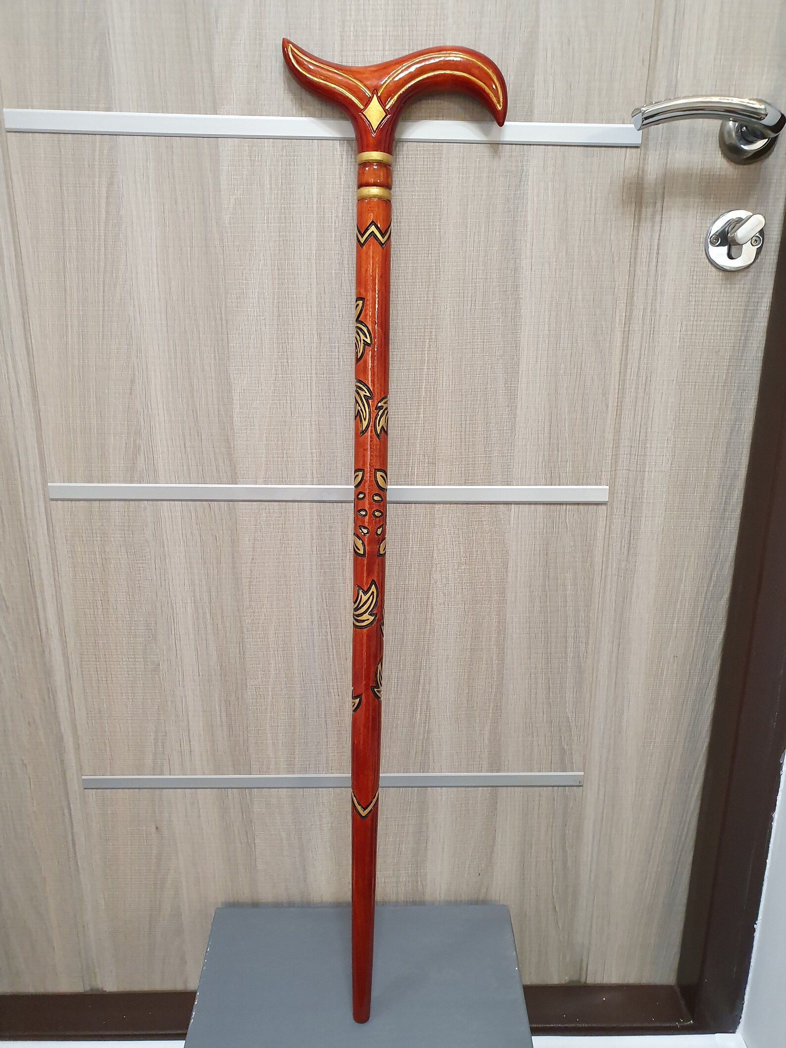 Red Walking Stick, Classic Walking Cane for Men and Women, Handmade ...