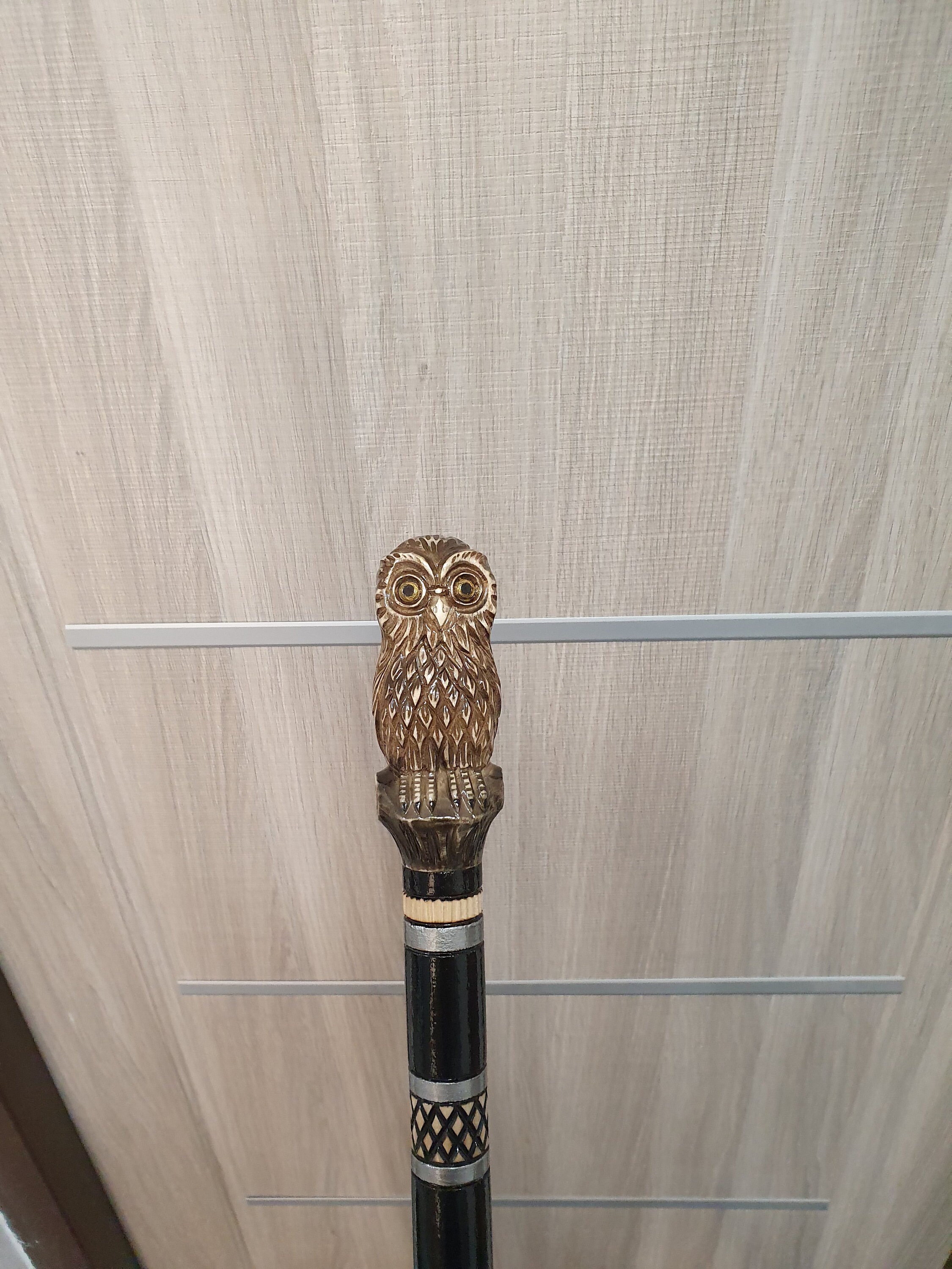 Owl Walking Stick Handmade Wood Carved Owl Walking Cane Owl - Etsy