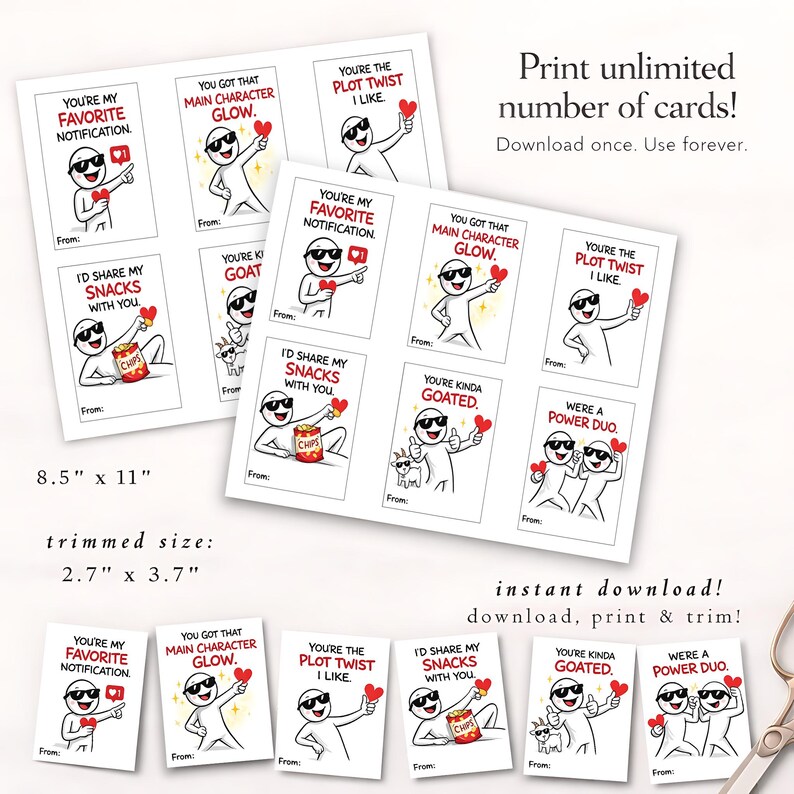 Funny Gen Z Valentine Cards for Kids, Trendy Classroom Valentines, Main ...