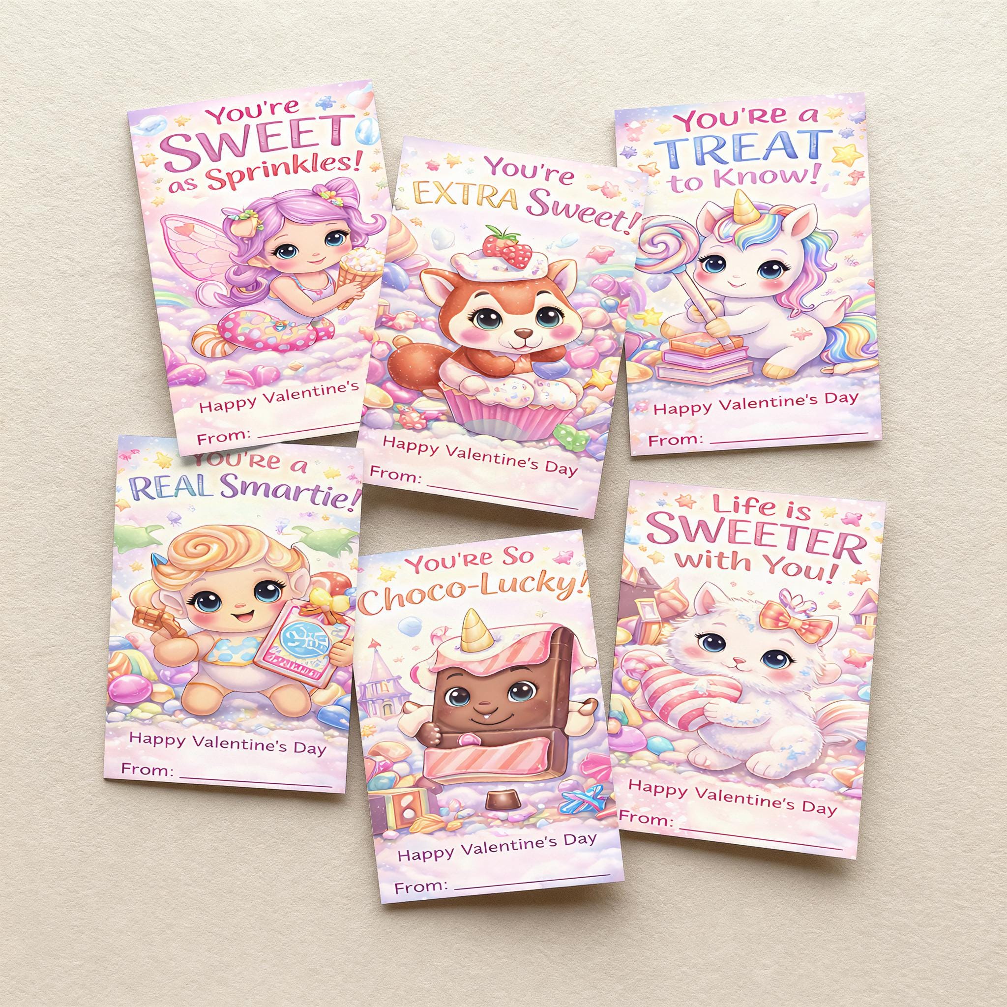 Printable Candy Valentines | Cute Sweet Food Pun Valentine Cards | Kids ...