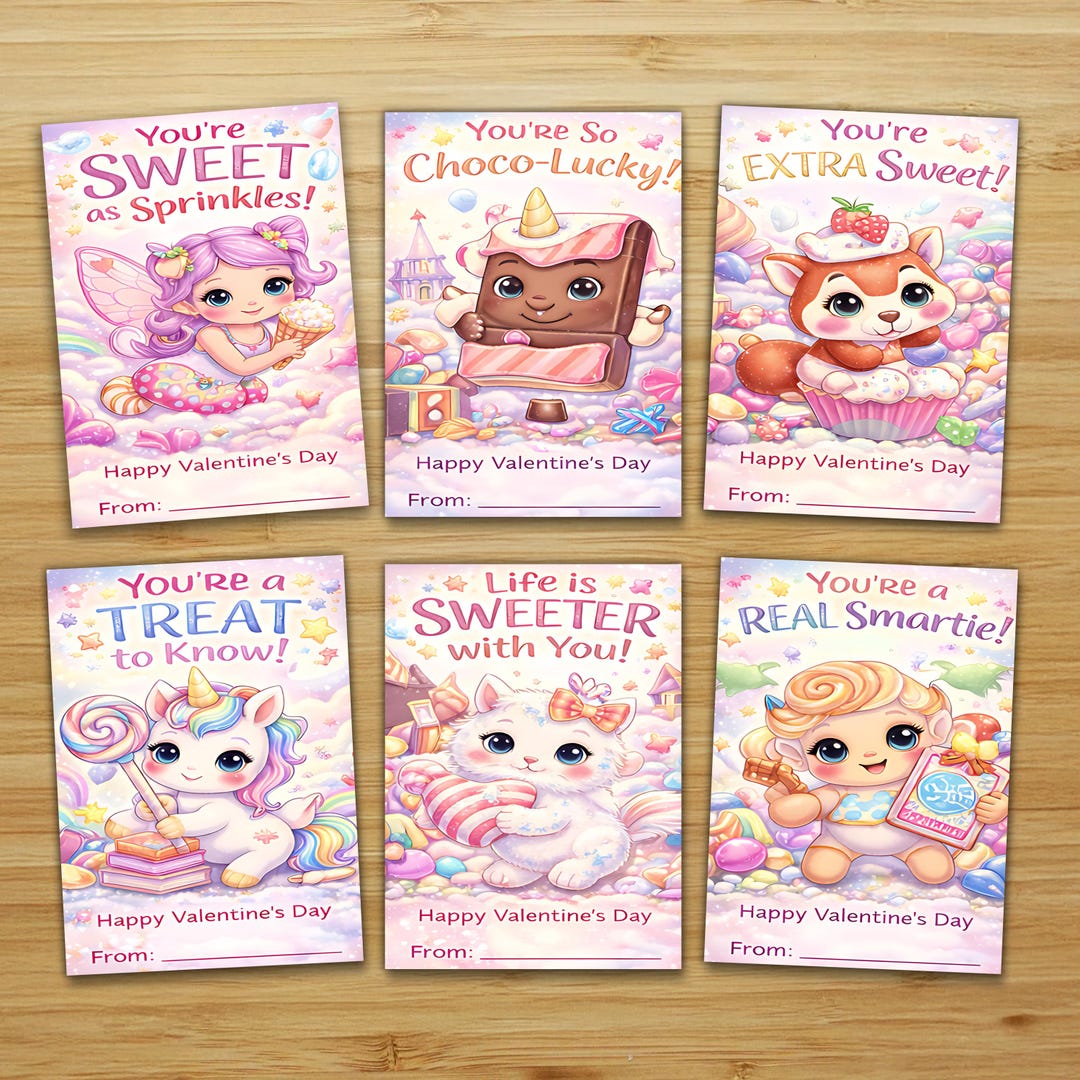 Printable Candy Valentines | Cute Sweet Food Pun Valentine Cards | Kids ...