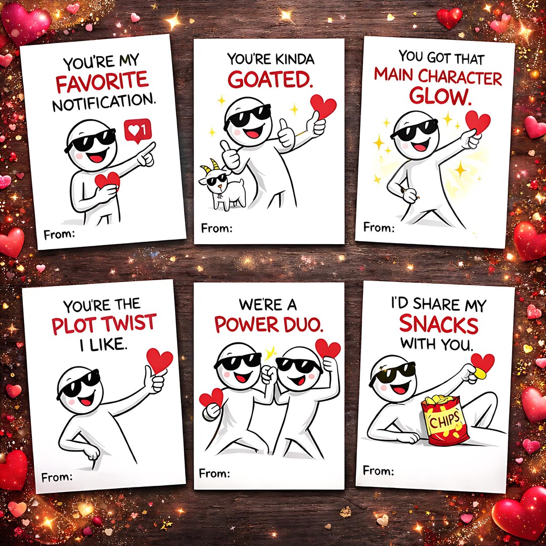 Funny Gen Z Valentine Cards for Kids, Trendy Classroom Valentines, Main ...