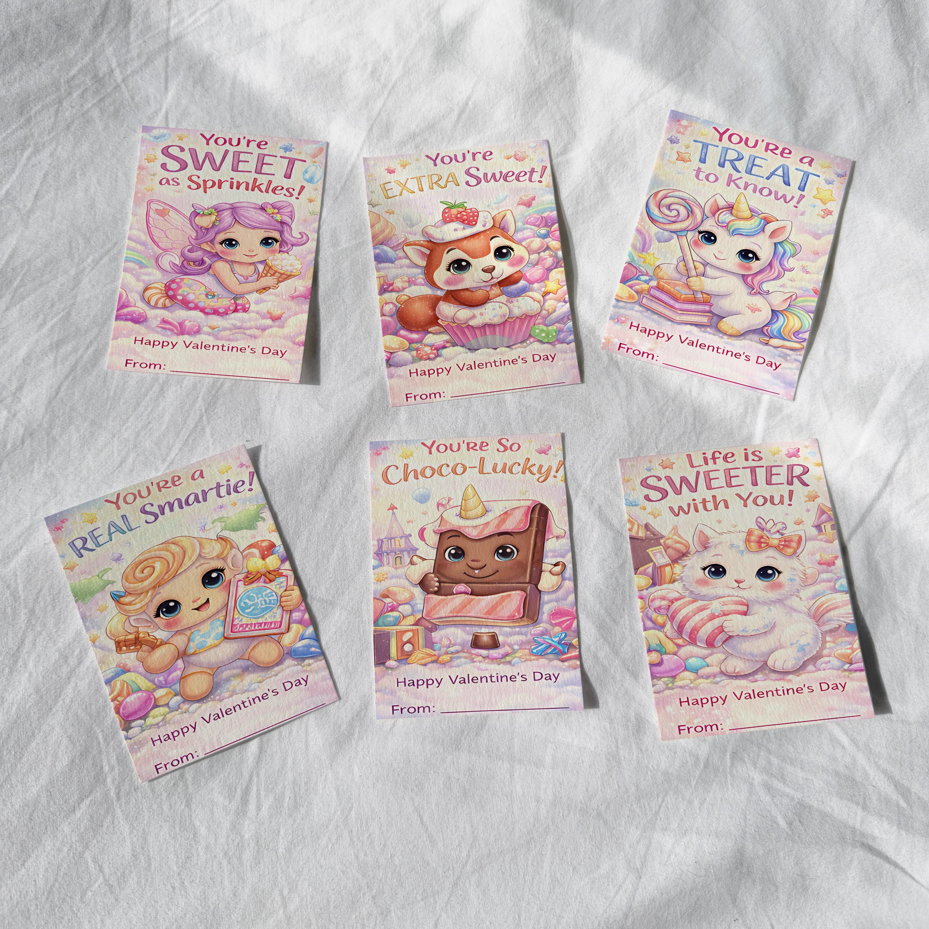 Printable Candy Valentines | Cute Sweet Food Pun Valentine Cards | Kids ...