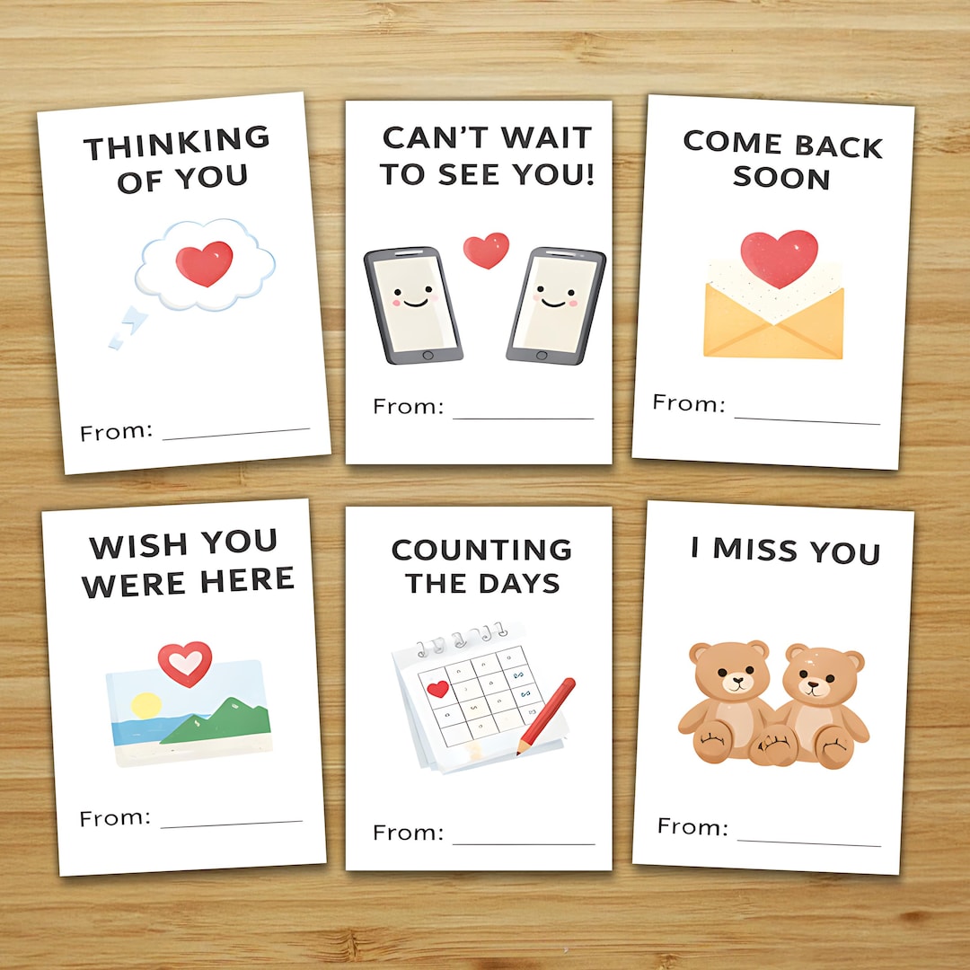 Missing You Cards, Long Distance Love Greeting Cards, Cute Printable I ...