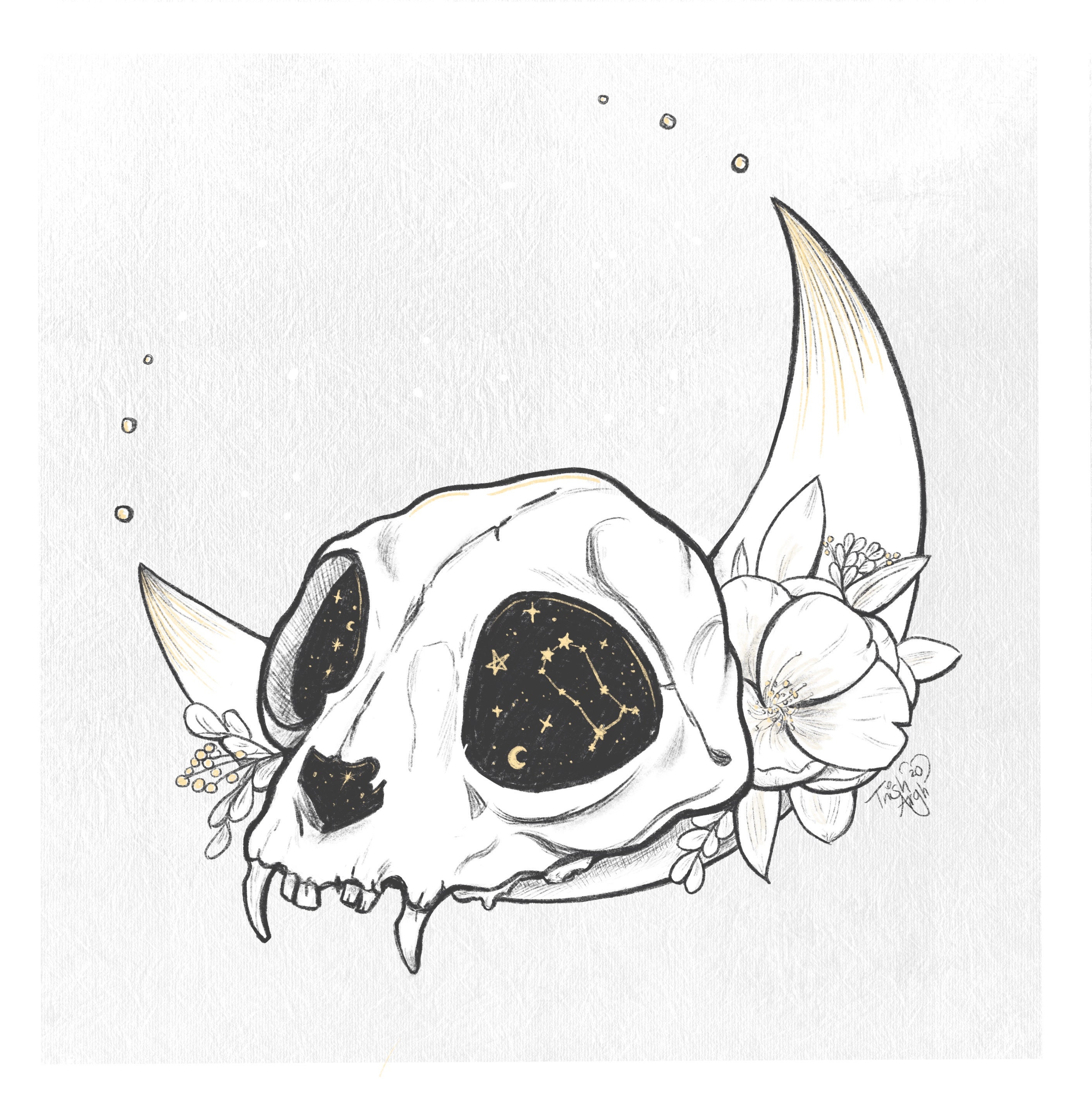 Skull and Moon Original Art 3 pieces Print Set | Etsy