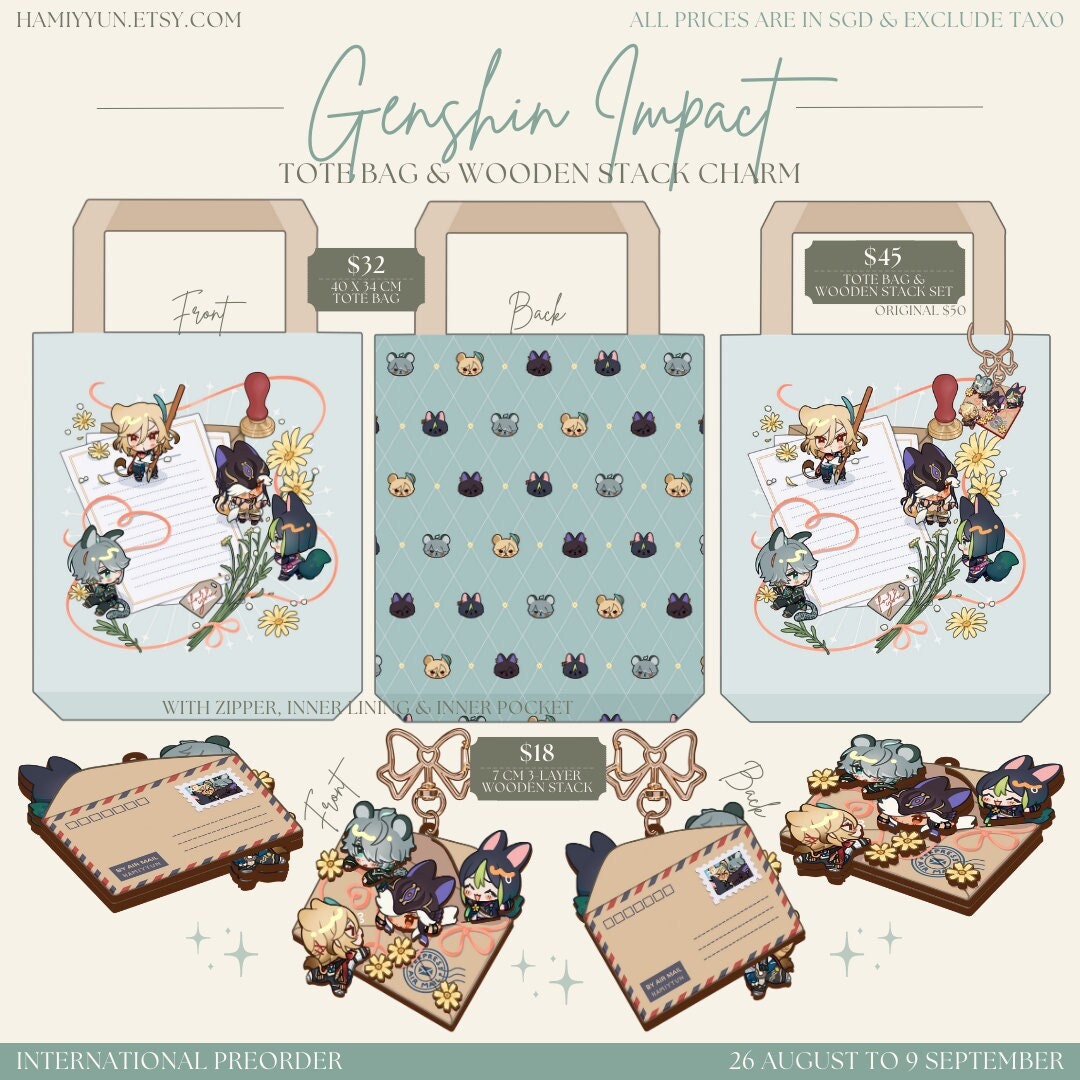 ON SALE Genshin Impact Sumeru Boys 4ggravate Tote Bag And/or Wooden ...