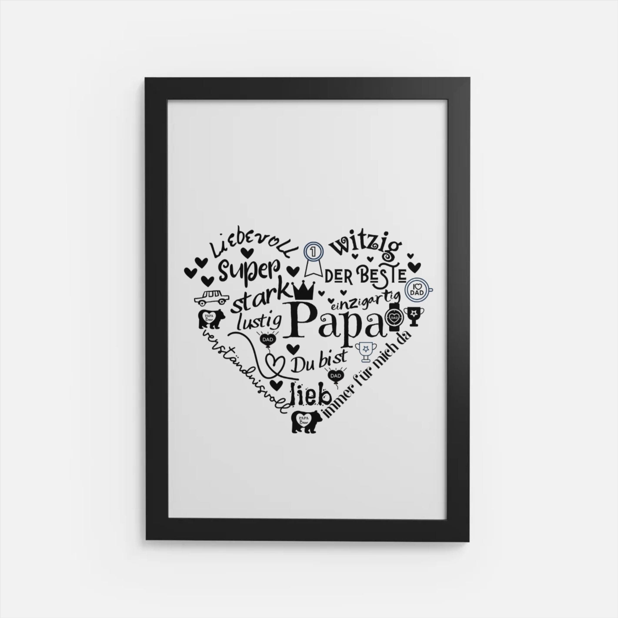 Druckvorlage Herz Druckdatei Papa Text Vatertag Geburtstag ...