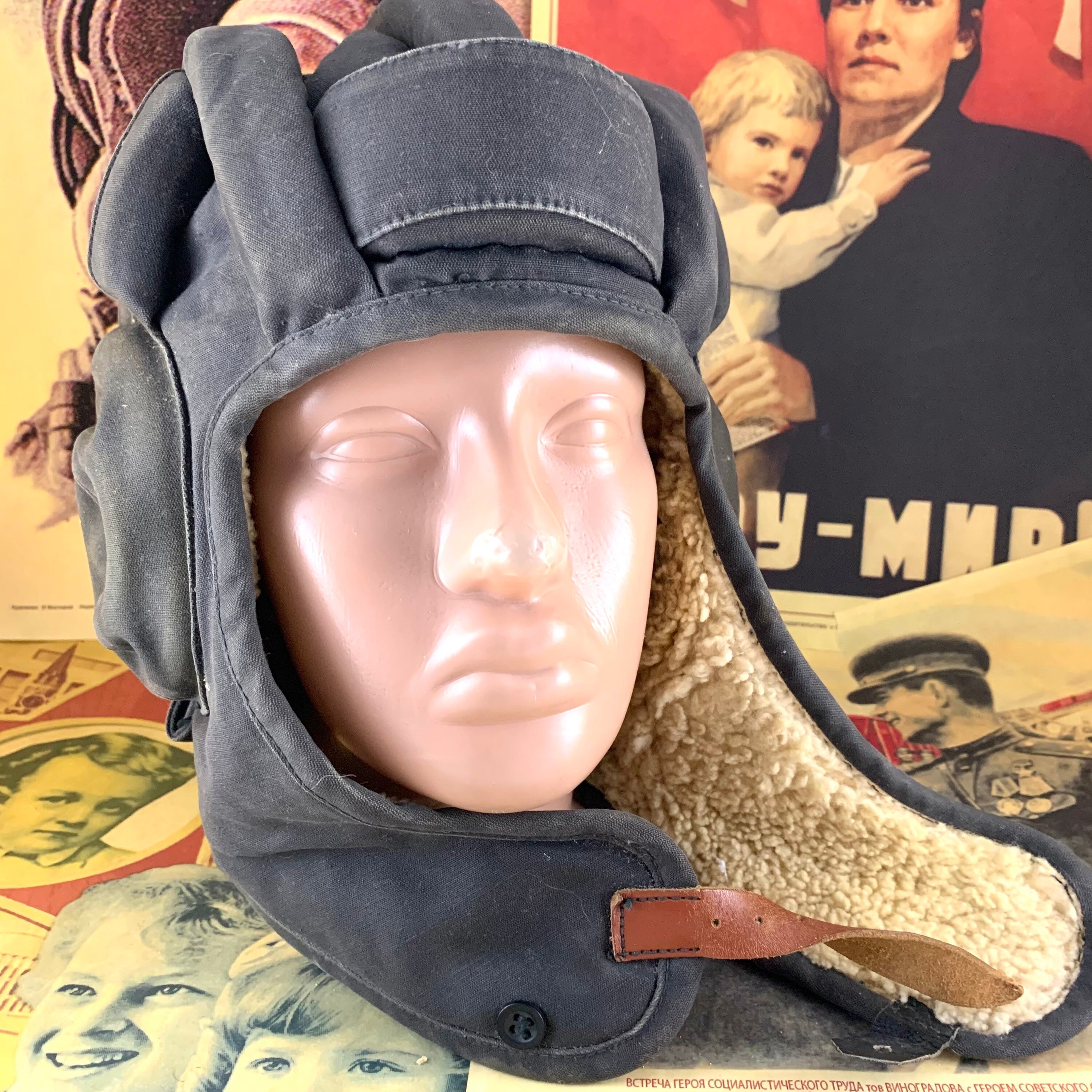 Soviet tank helmet USSR winter Red army helmet Soviet | Etsy