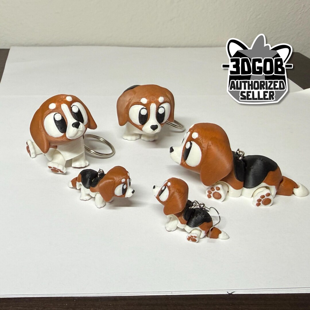 3D Printed Beagles, Beagle Earrings, Beagle Keychains, 3D Printed ...