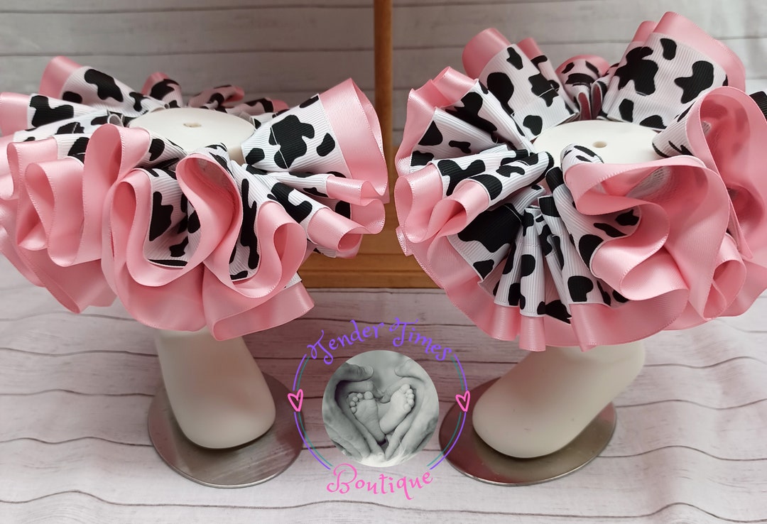 Cow Print Anklets-farm Theme Anklets-ribbon Anklets-pink and Cow Print ...