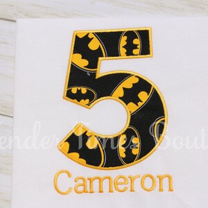 Batman Applique Number Shirt Boys Batman Birthday Number - Etsy