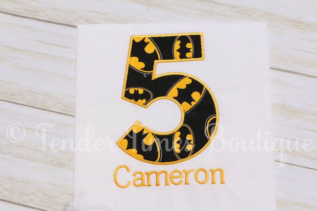 Batman Applique Number Shirt Boys Batman Birthday Number - Etsy