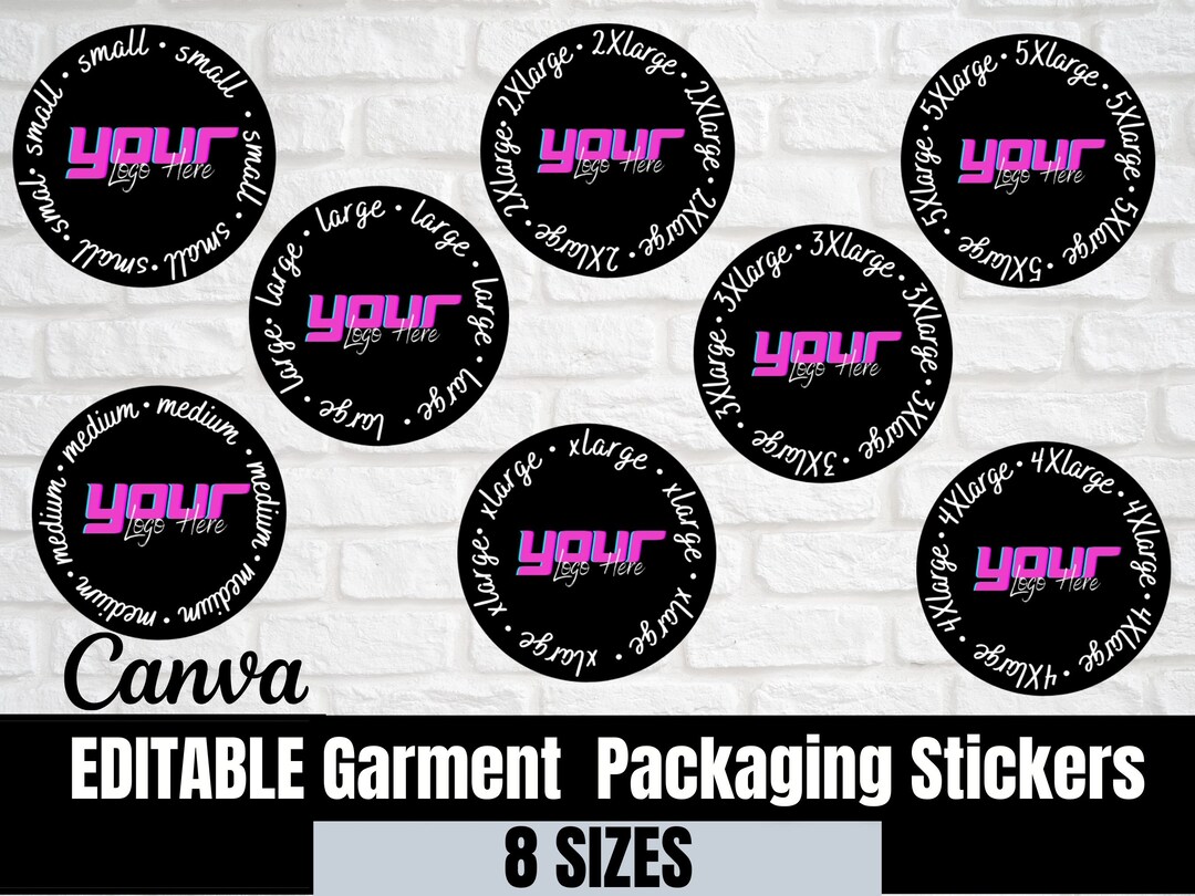 T-shirt Size Labels, Canva Editable Template, Size Label Template ...