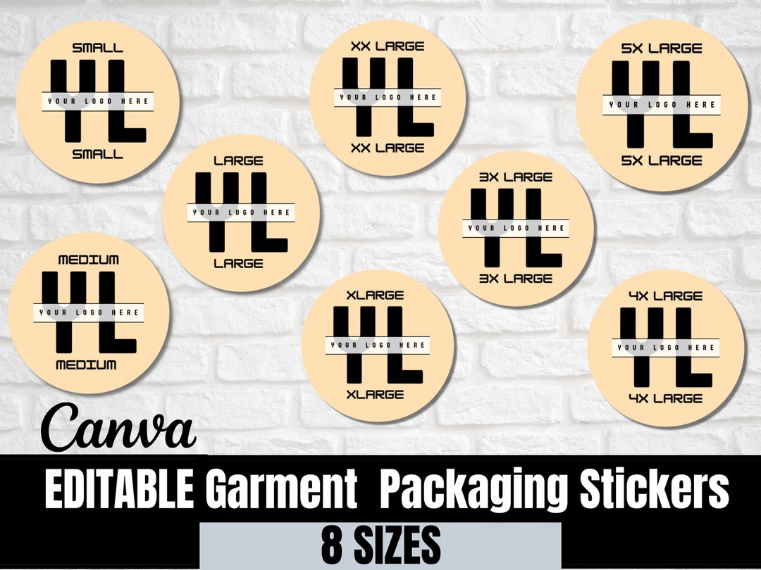 T-shirt Size Labels, Canva Editable Template, Size Label Template ...