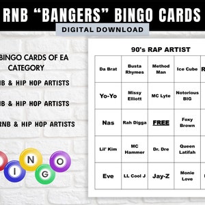 100 Music Bangers Bingo Cards, 90's Rnb Bingo, 80's Music Bingo, Printable Bingo Cards, Music ...