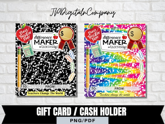 Teacher Appreciation Printable Money Card Gift Card Holder | Etsy
